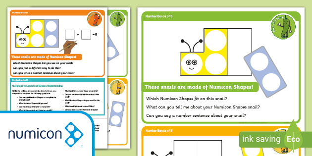 👉 Number Bonds of 5 Chilli Challenges: Numicon Shape Snails